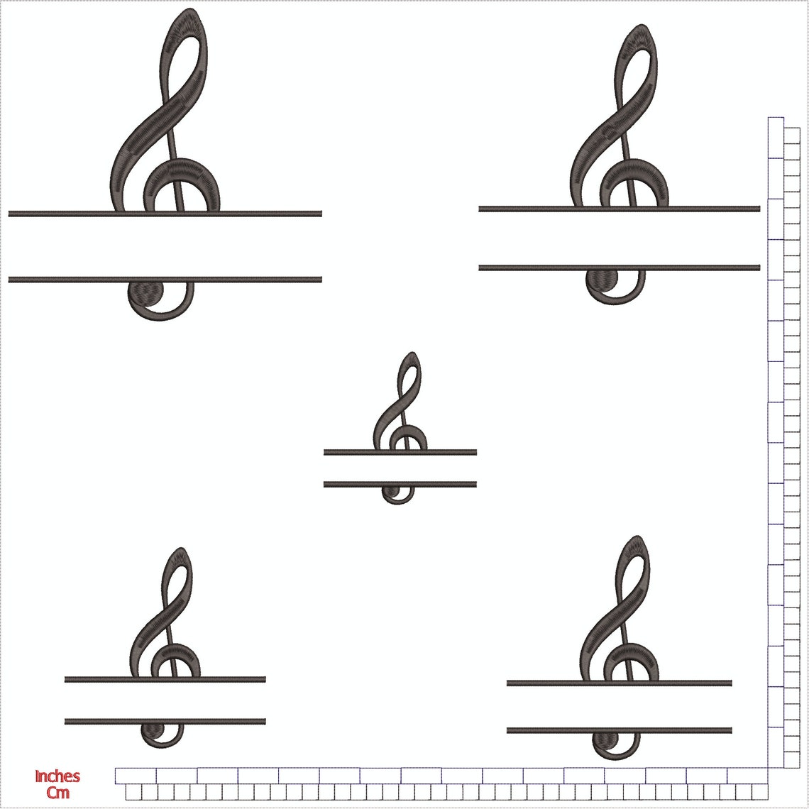Musical Treble Clef Split Monogram Frame instant Download - Etsy