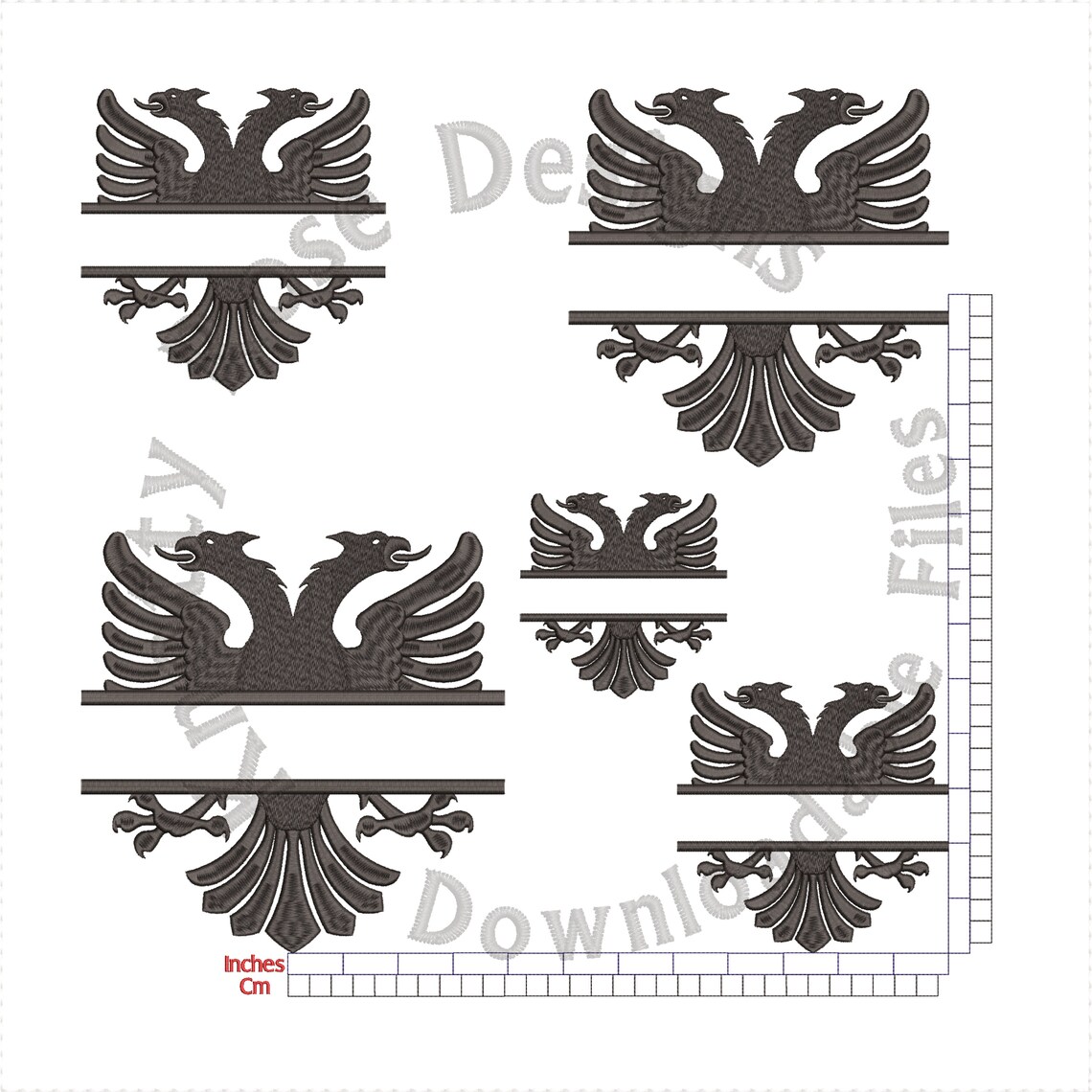 Heraldic Albanian Eagle Split Monogram Frame (instant Download) Machine ...