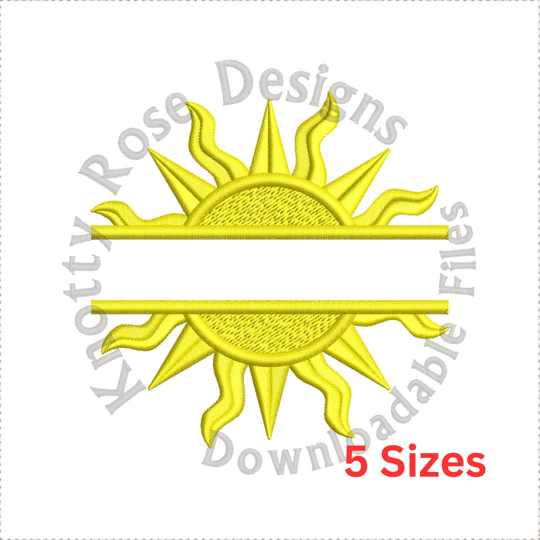 Sun 2 Split Monogram Frame instant Download Machine Embroidery Design ...