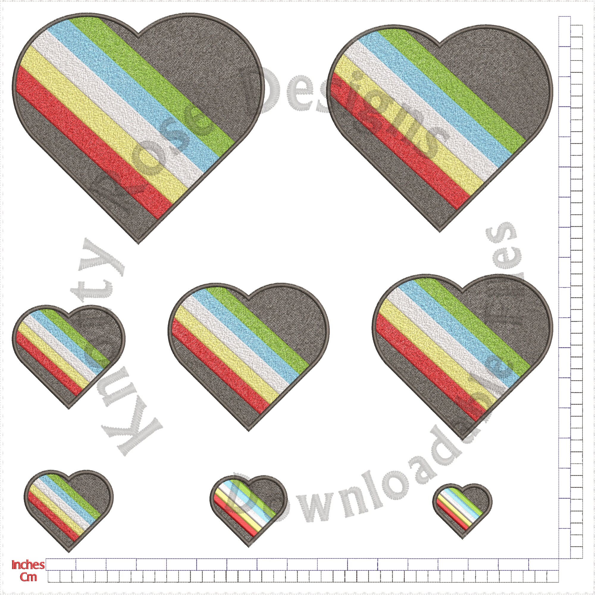 Disability Pride Flag Heart (instant Download) Machine Embroidery ...