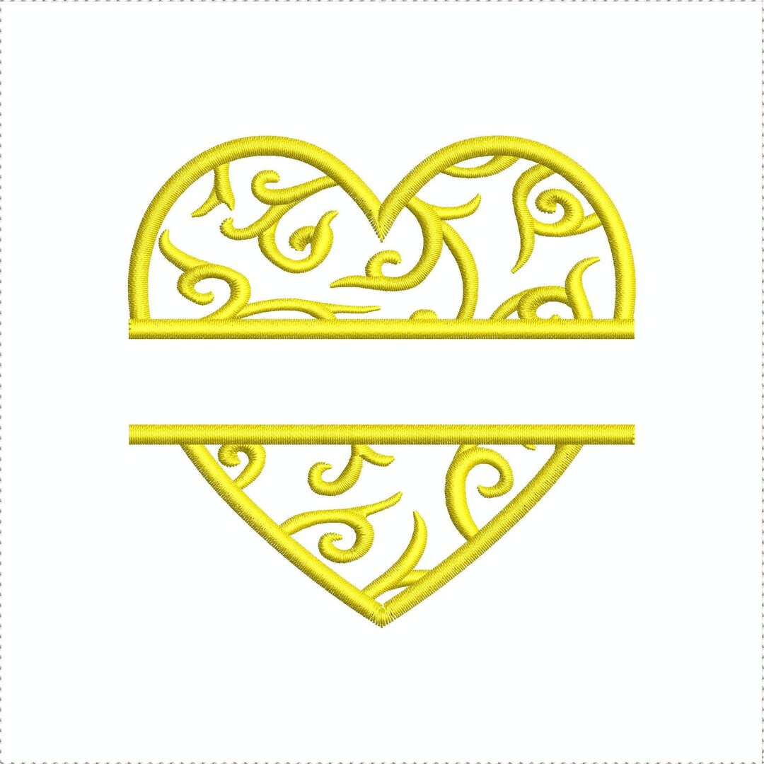Filigree Heart Split Monogram Frame instant Download Machine - Etsy