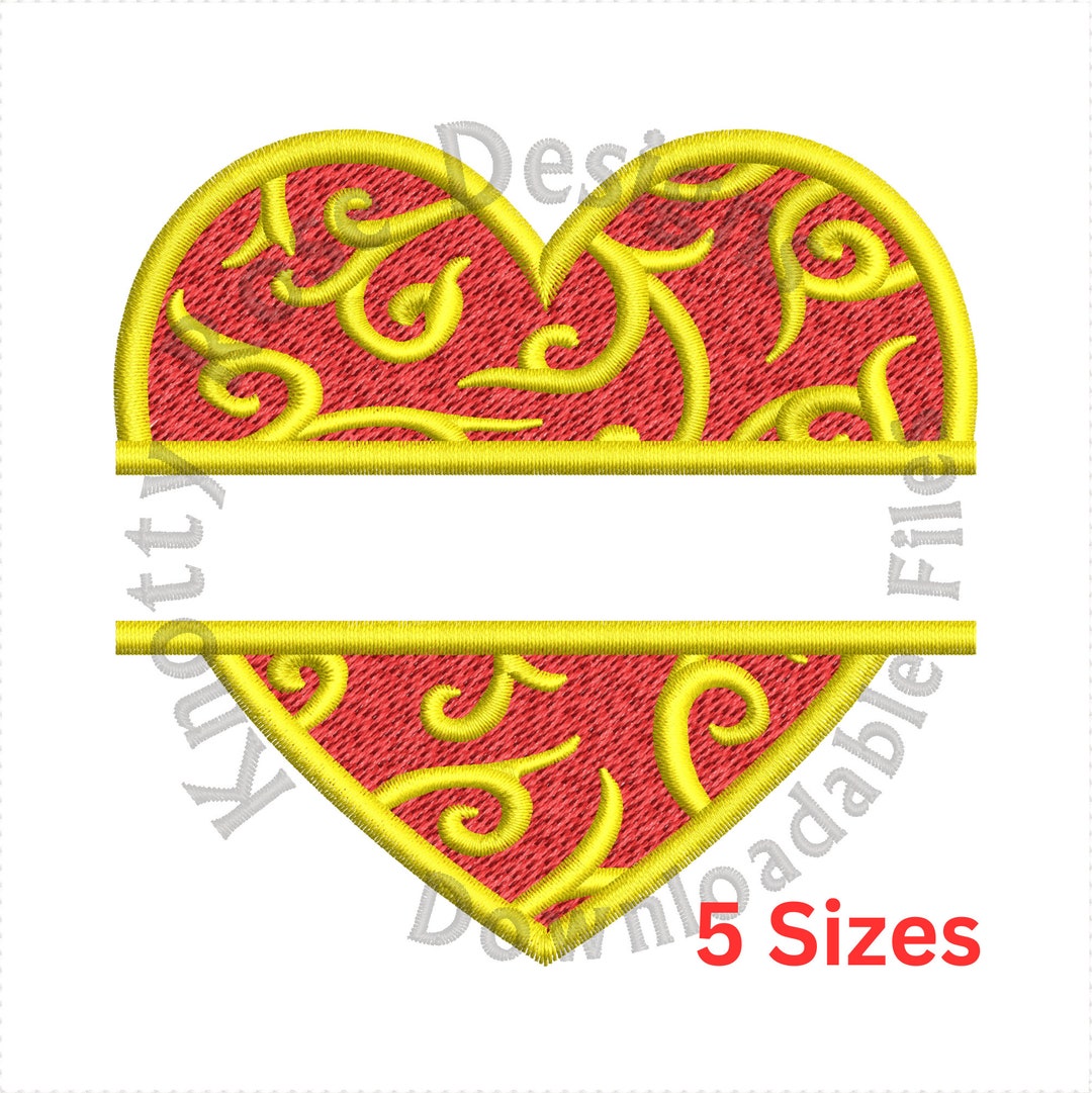 Filigree Heart Split Monogram Frame (instant Download) Machine ...