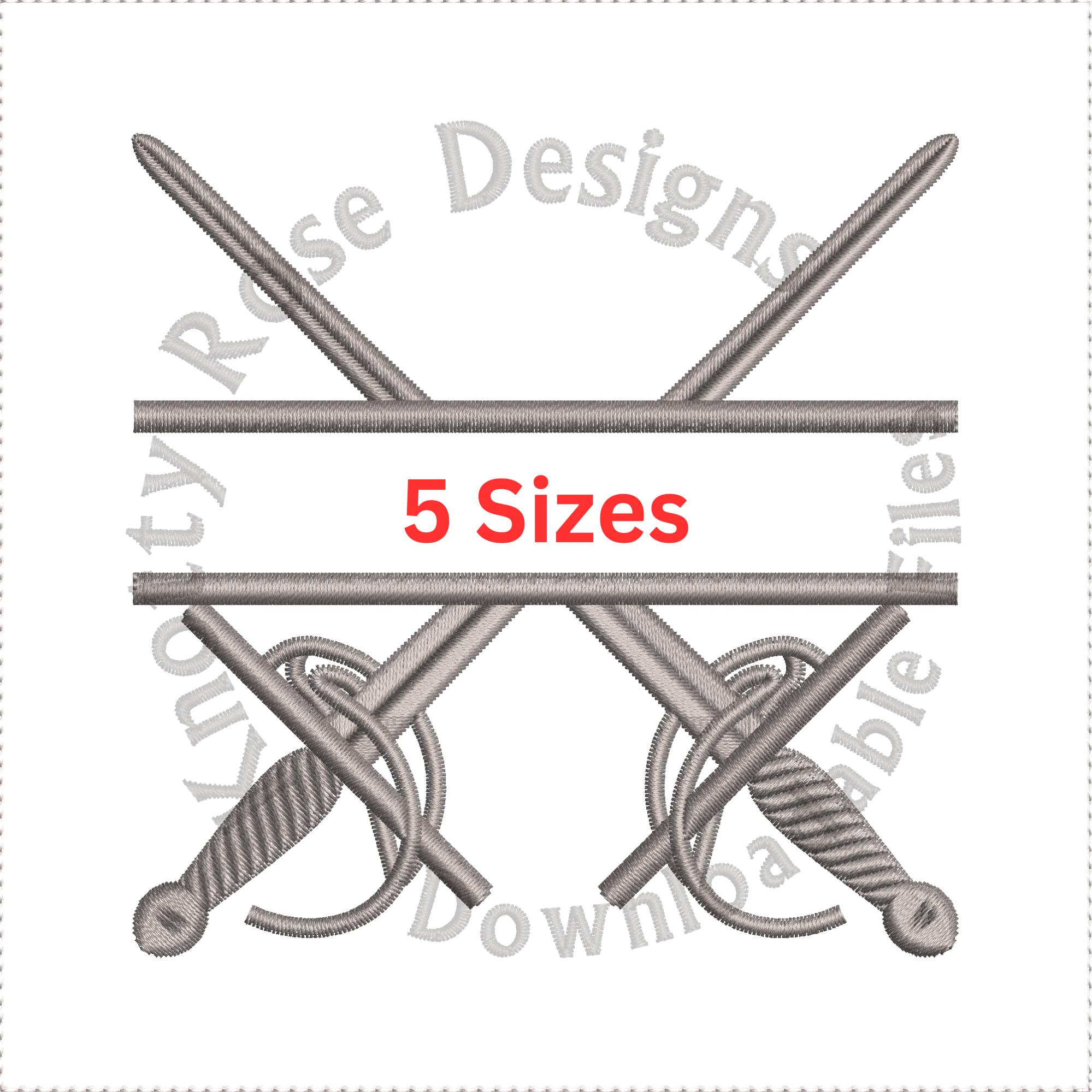 Crossed Rapier Swords Split (machine Embroidery Design) Instant ...