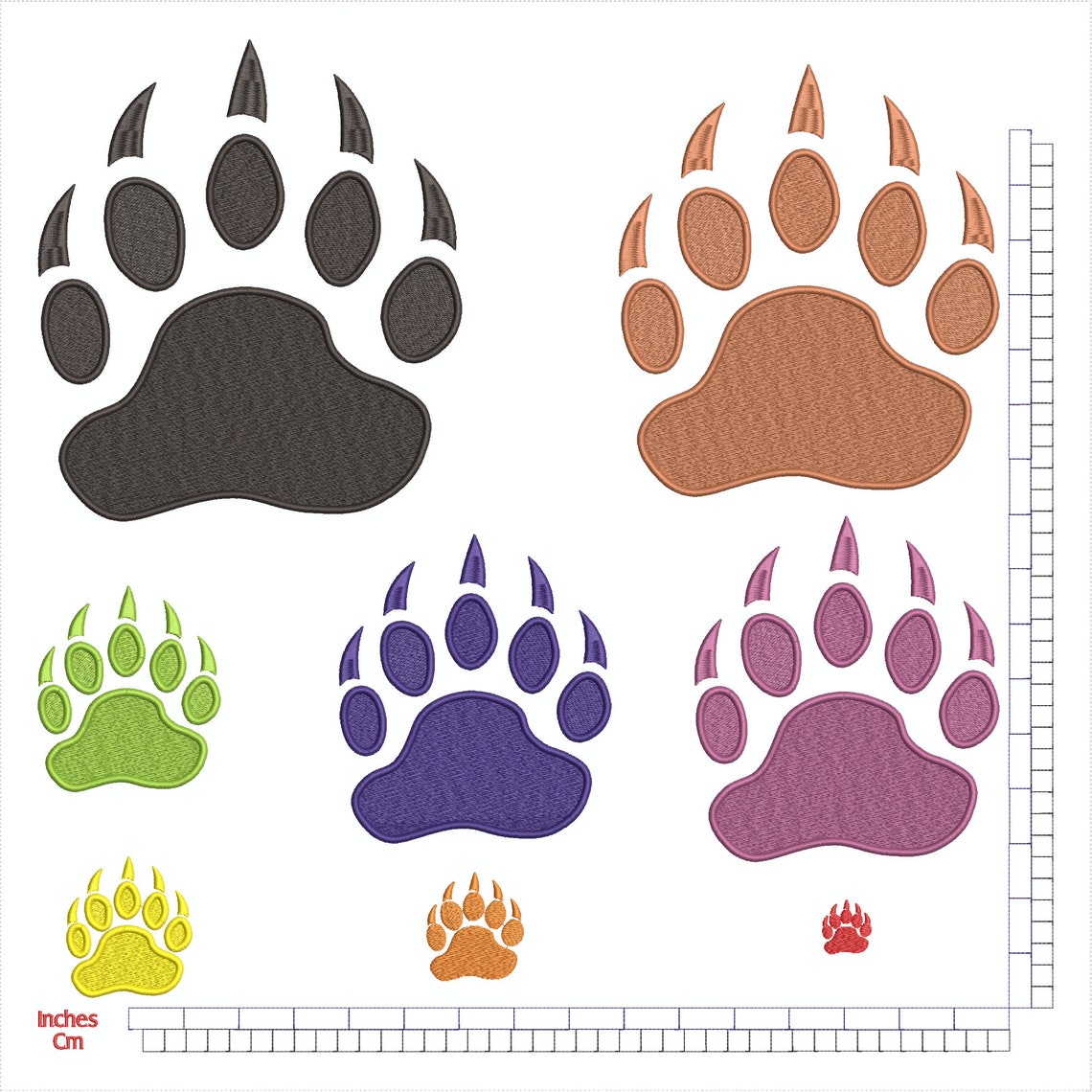 Bear Paw Print 1 instant Download Machine Embroidery Design - Etsy