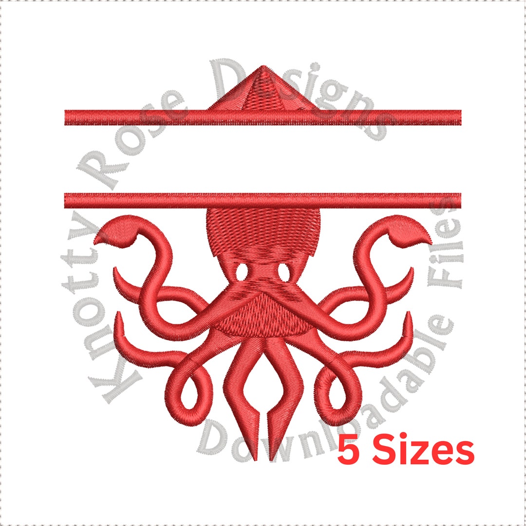 Giant Squid 2 Split Frame (instant Download) Machine Embroidery Design ...