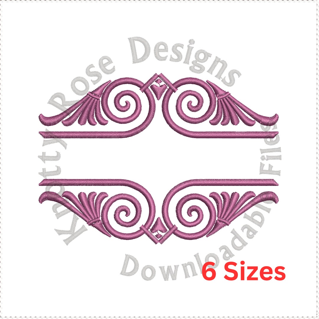 Fan Flourish 5 Split Monogram Frame (machine Embroidery Design) Instant ...