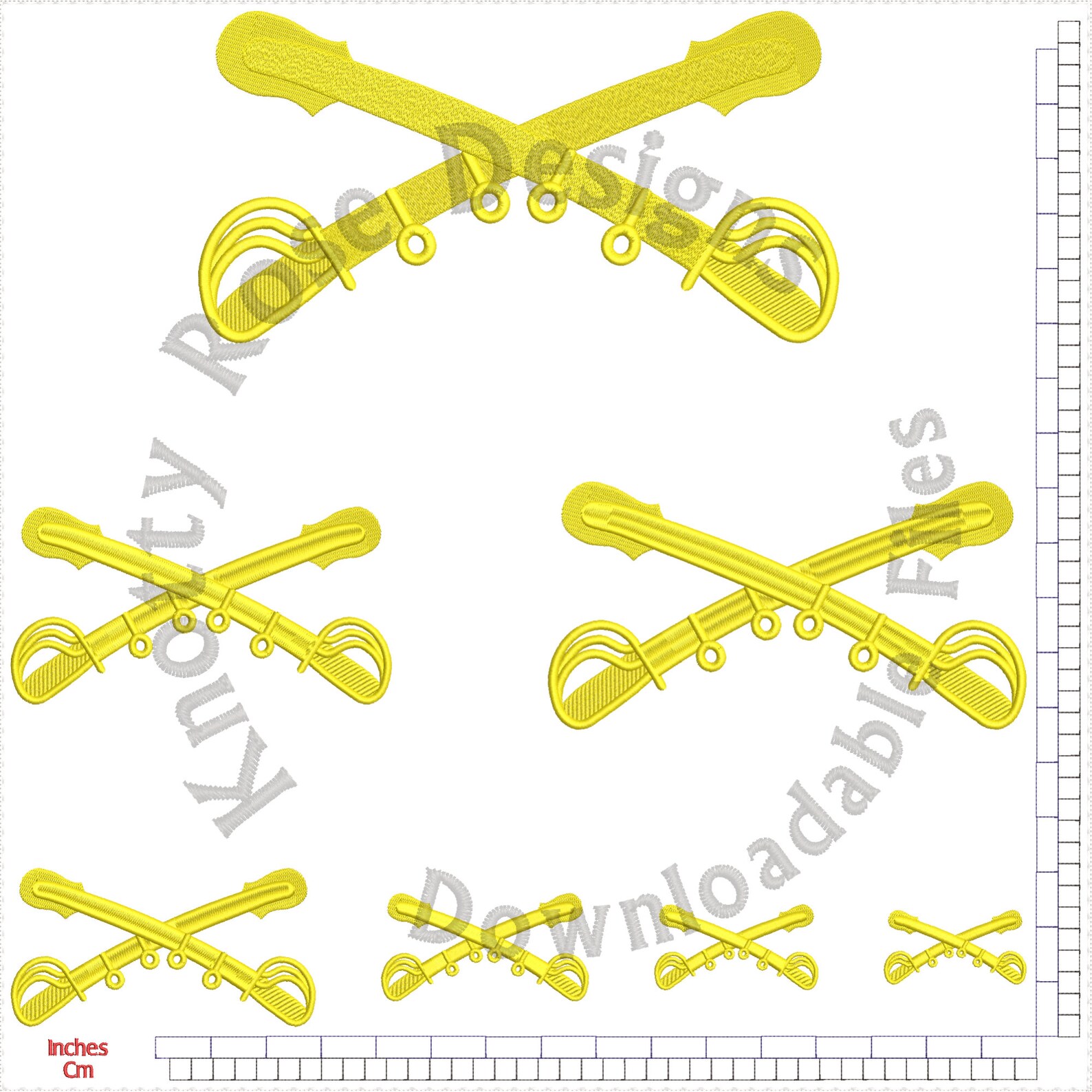 Calvary Insignia Crossed Swords & Scabbards (instant Download) Machine ...