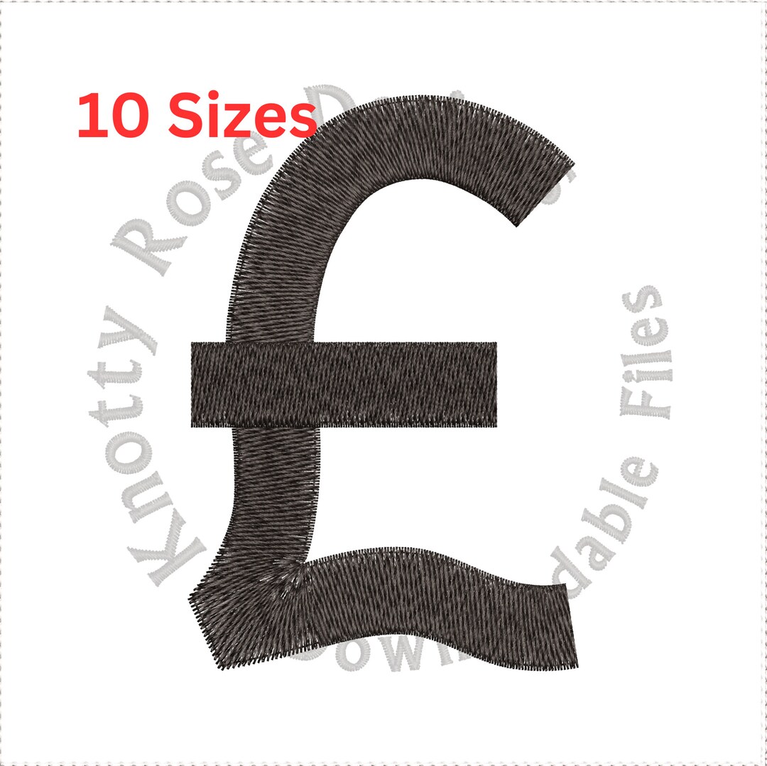 UK Pound Sterling Symbol 1 (instant Download) Machine Embroidery Design ...