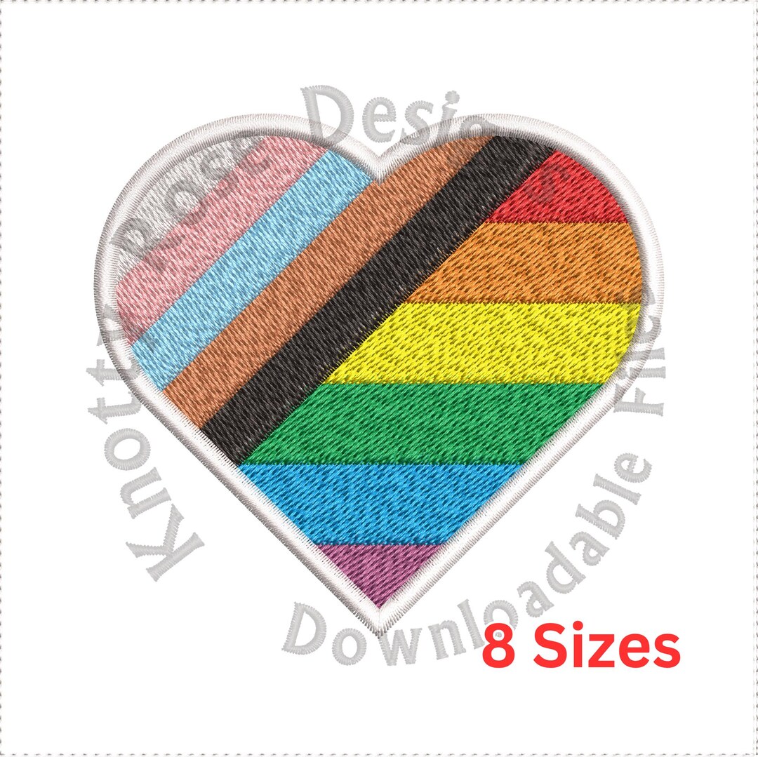 Pride Rainbow Heart Embroidery Design: LGTB Queer Trans Poc Flag ...
