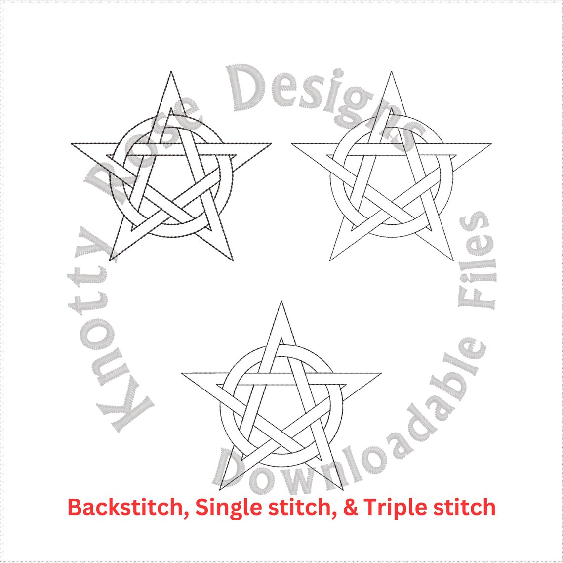 Interlaced Pentacle 1 Ooutline (instant Download) Machine Embroidery ...