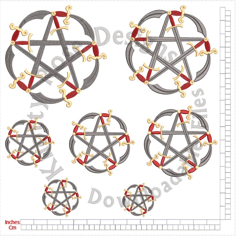 Scimitar Sword Pentacle (instant Download) Machine Embroidery Design - Etsy