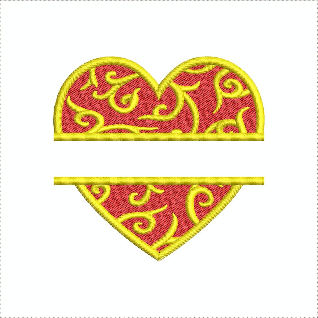 Filigree Heart Split Monogram Frame instant Download Machine - Etsy