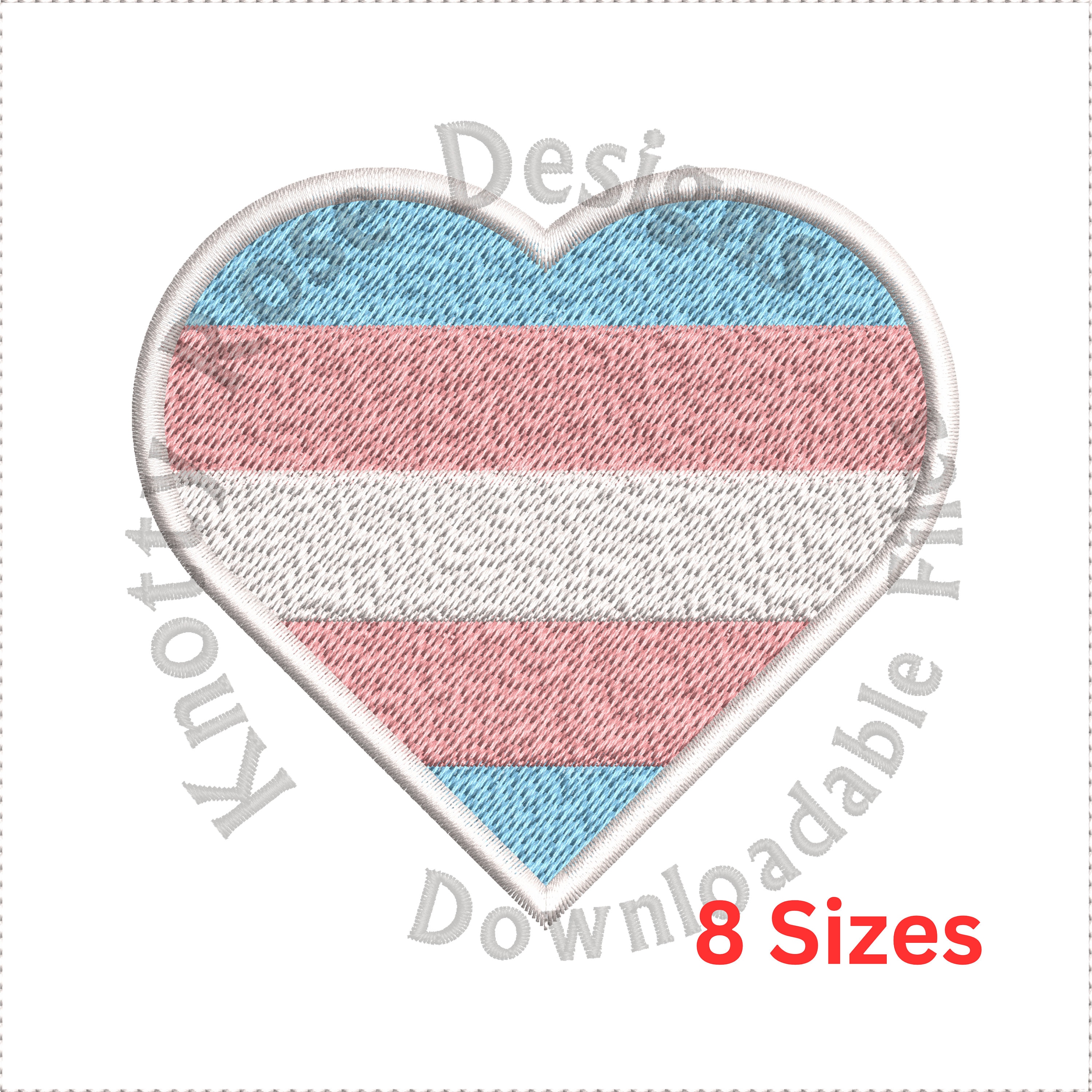 Heart Transgender Pride Flag (instant Download) Machine Embroidery ...