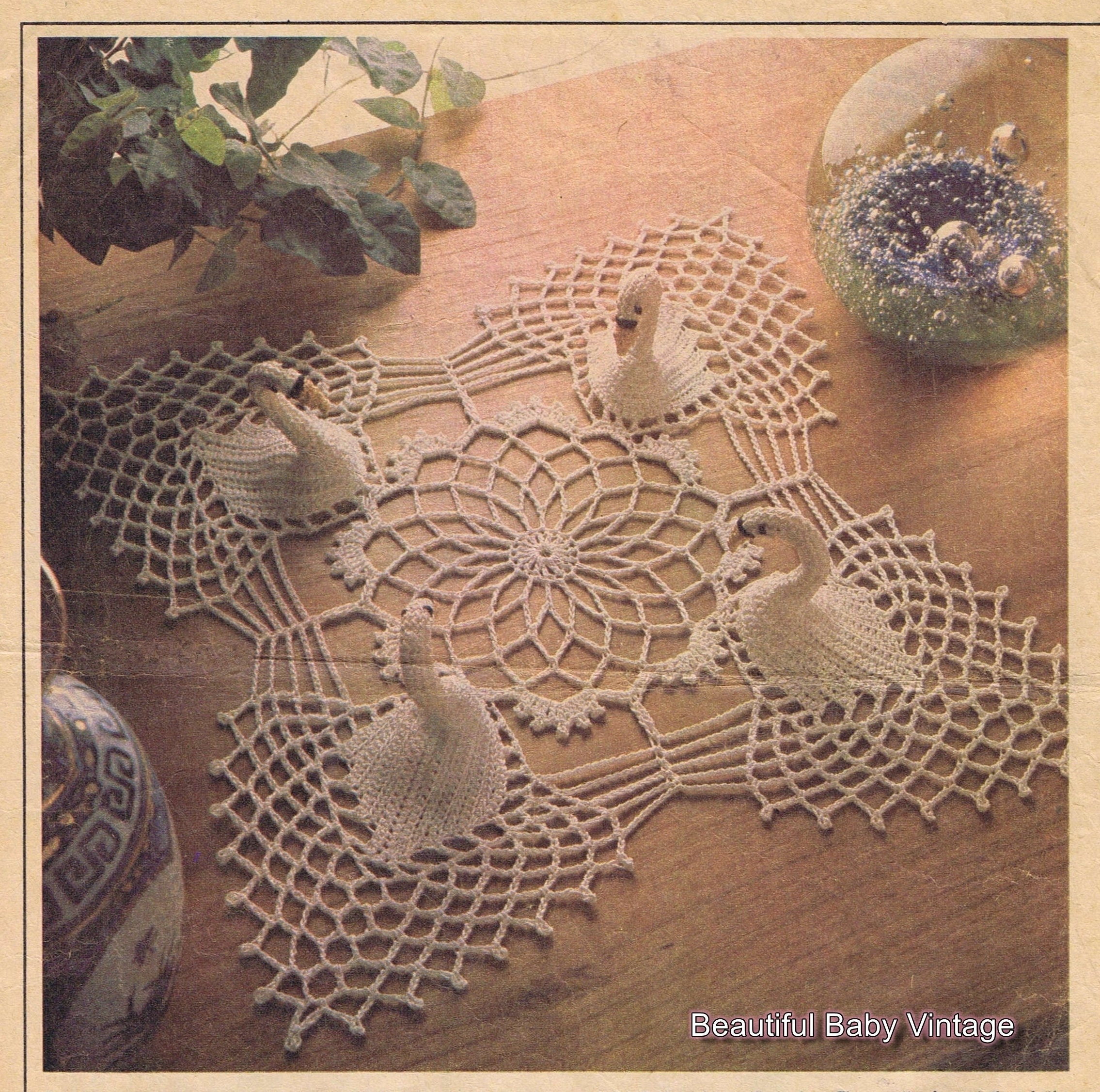 Crochet Pattern Swan Table Centrepiece Basket Doily Set PDF Download ...