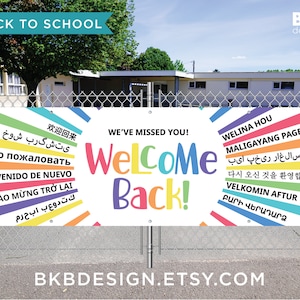 Multilingual Welcome Back Vinyl Banner, Back to School Decor - Etsy