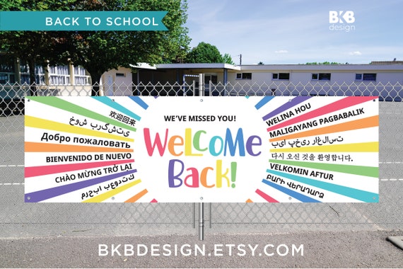 Welcome Back Vinyl Banner, Back to School Banner, Multilingual by BKB ...