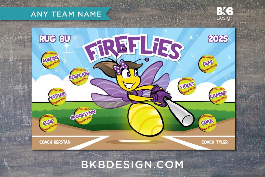 Custom Vinyl Softball/baseball Banner: Fireflies, Lightning Bugs - Etsy