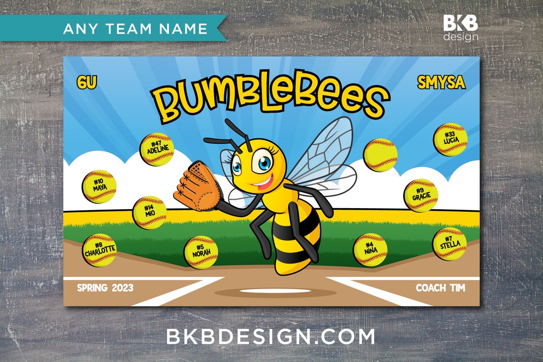 Custom Vinyl Softball/baseball Team Banner: Bumblebees, Queen Bees - Etsy