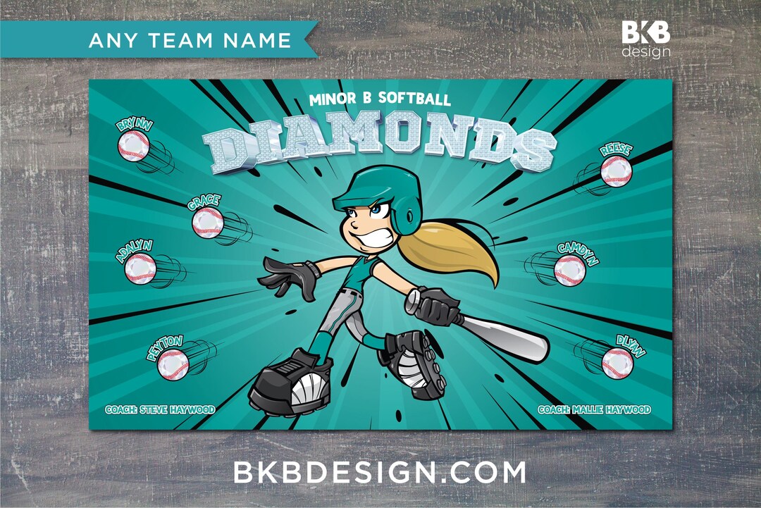 Custom Vinyl Softball Banner, Little League Banner, T-ball Banner ...