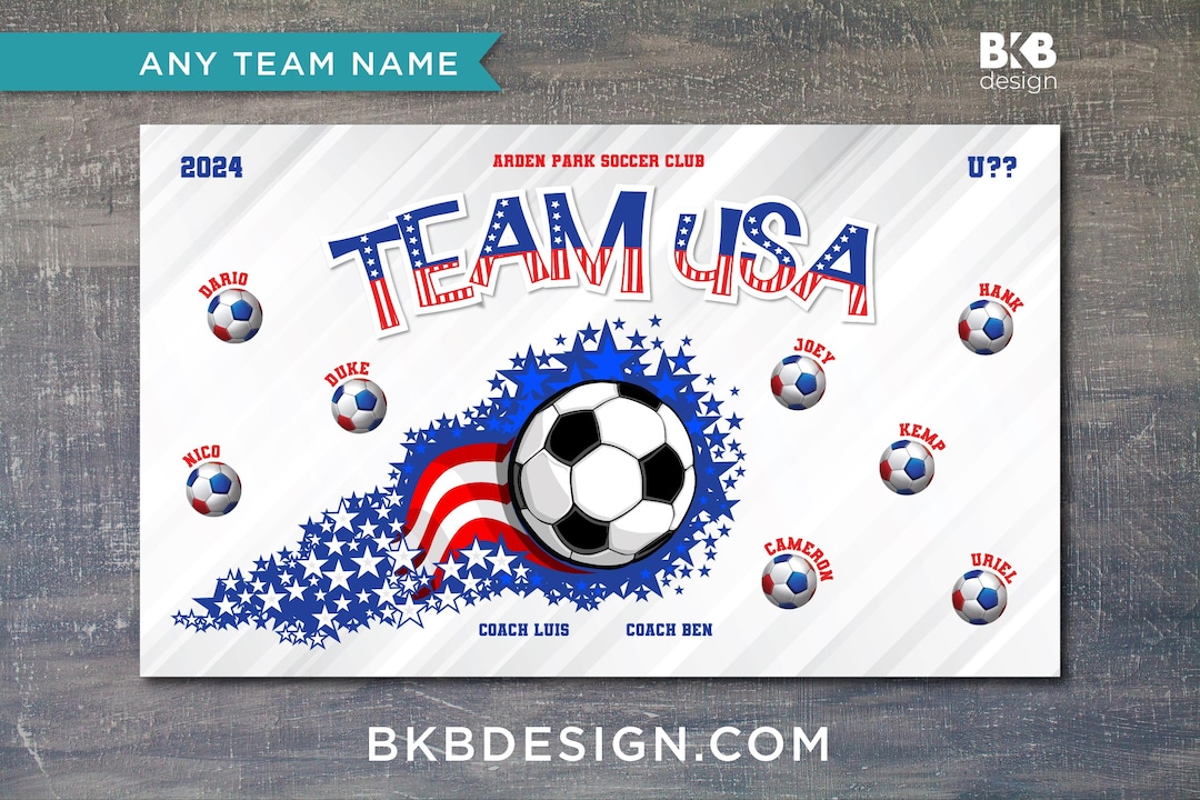 Custom Vinyl Soccer Team Banner: Team USA - Etsy