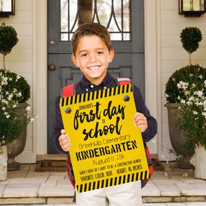 Custom Printable First or Last Day of School Sign, Construction Theme ...