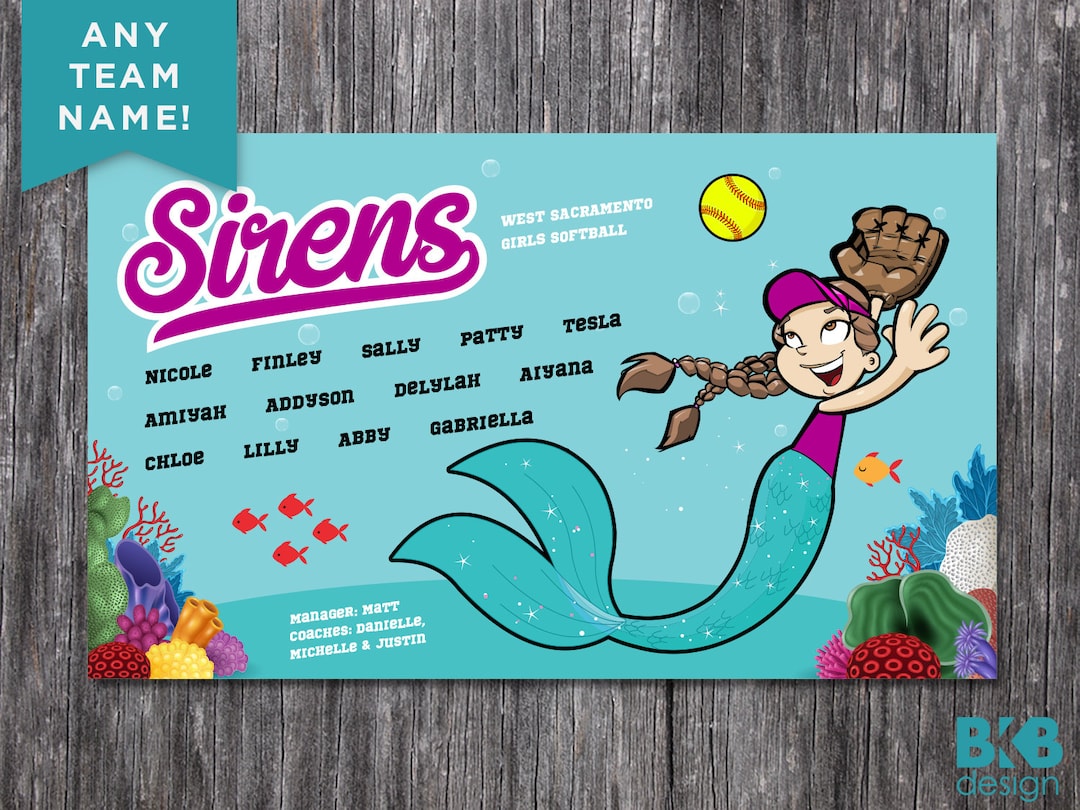 Custom Vinyl Softball/baseball Team Banner: Sirens, Mermaid - Etsy