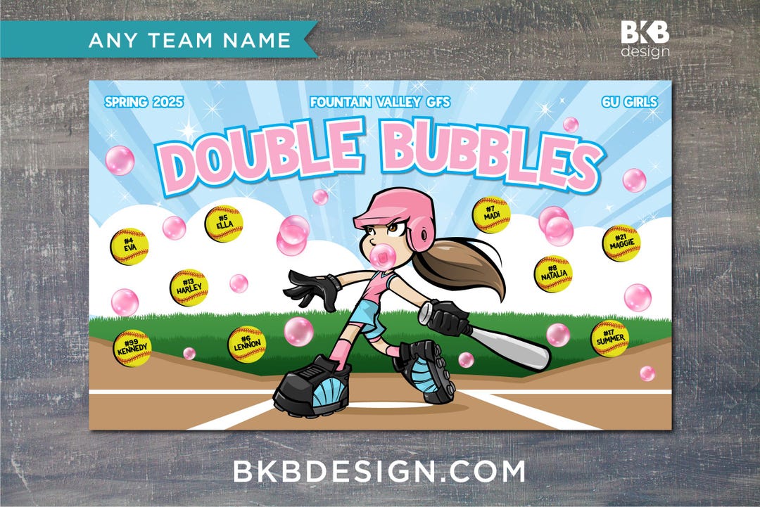 Custom Vinyl Softball/baseball Banner: Double Bubble, Bubble Gum ...