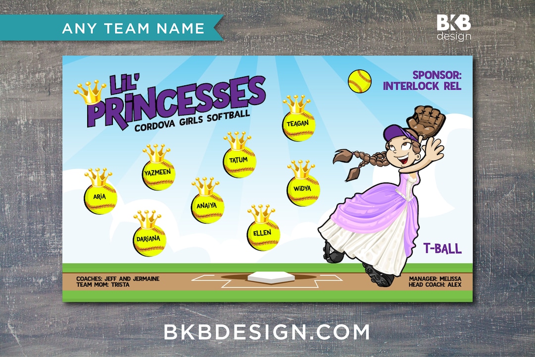 Custom Vinyl Softball/baseball Team Banner: Princesses - Etsy