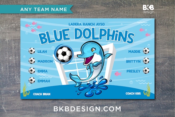 Custom Vinyl Soccer Banner, Blue Dolphins by BKB Design | Catch My Party