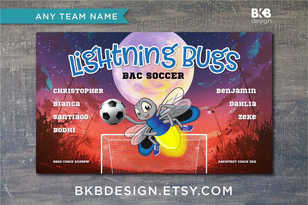 Custom Vinyl Soccer Banner, Fireflies, Lightning Bugs - Etsy