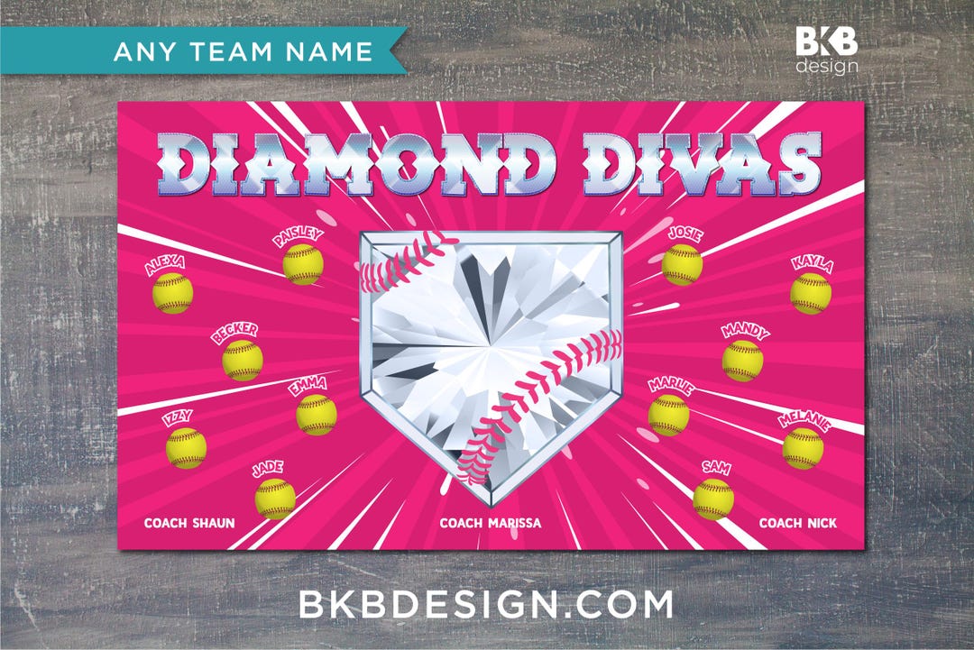 Custom Vinyl Softball/baseball Banner: Diamonds, Sparkles, Rubies - Etsy
