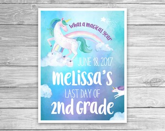 Unicorn Last Day of School Sign what a Magical | Etsy