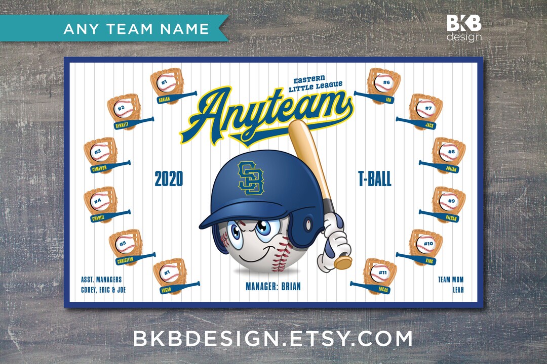 Custom Vinyl Baseball Banner, Little League Banner, T-ball Banner ...