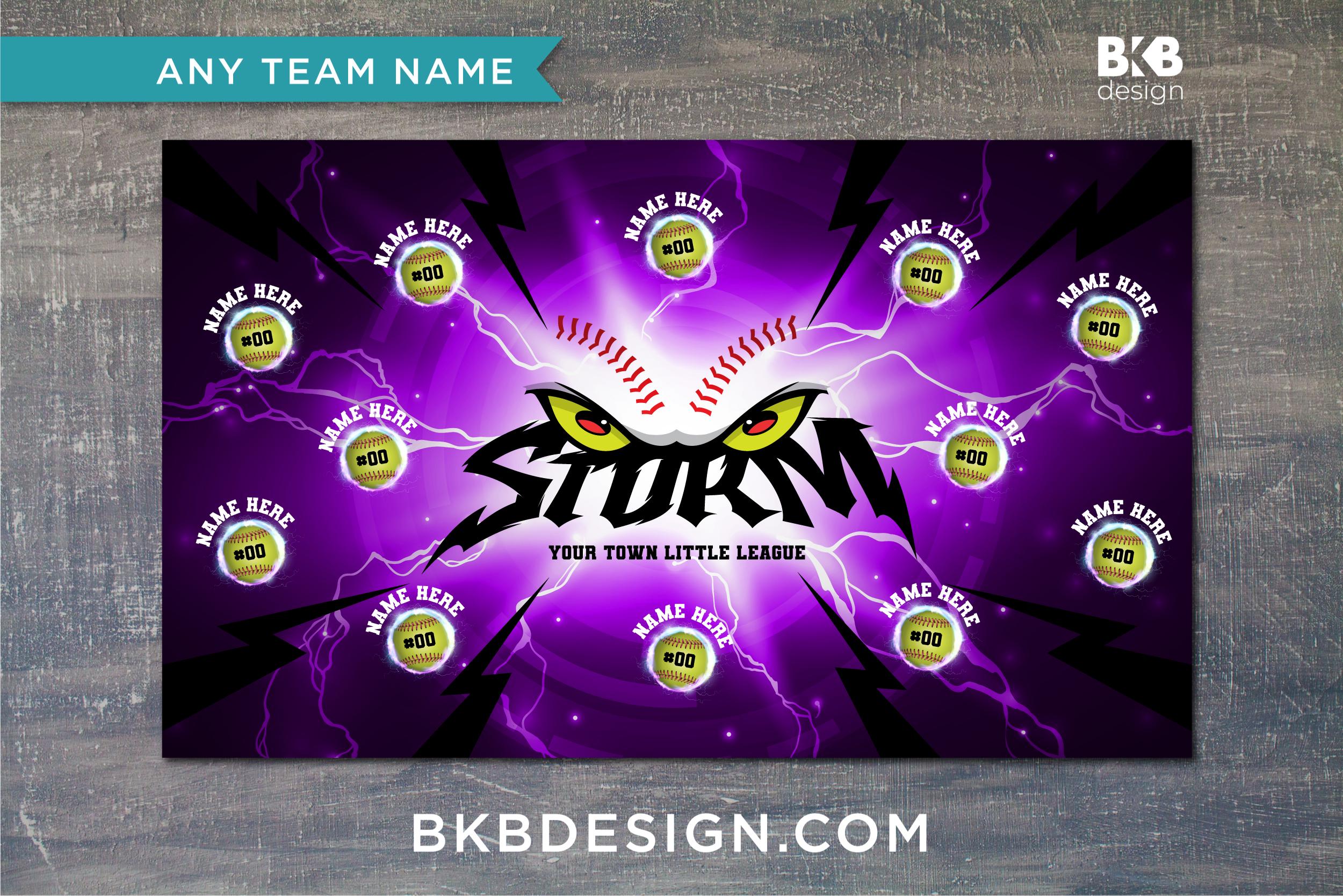 Custom Vinyl Baseball/softball Team Banner: Lightning, Storm, Typhoon ...