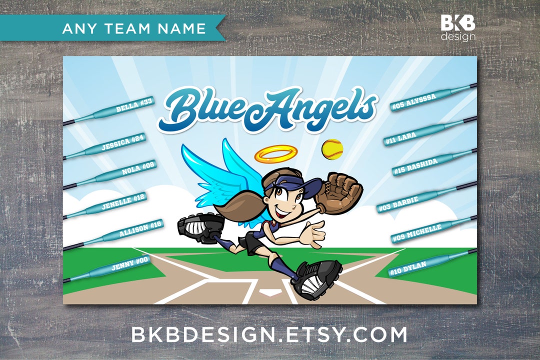 Custom Vinyl Softball/baseball Team Banner: Blue Angels - Etsy