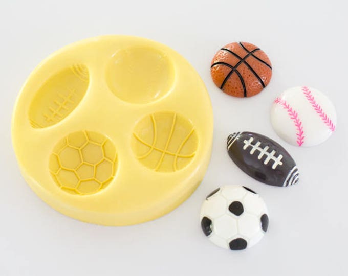 Sports Silicone Mold Includes Soccer Ball, Baseball, Football and ...