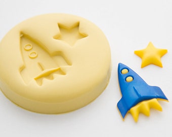 Space Ship Jet Rocket and Star Silicone Mold: 2 Cavity - Etsy