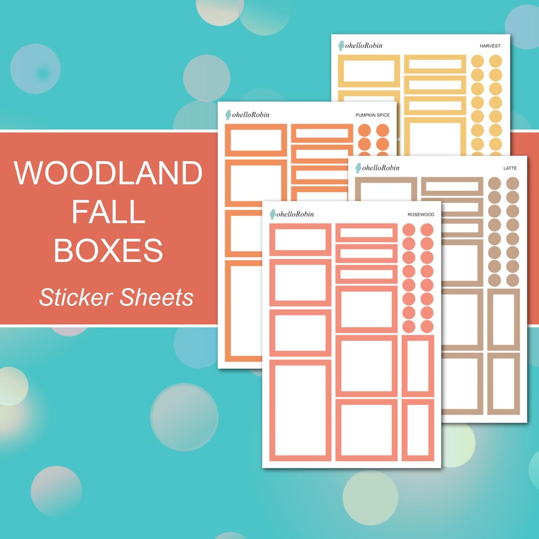 WOODLAND FALL BOXES Sticker Sheets | Rosewood, Pumpkin Spice, Latte, Harvest | Planner Stickers ...