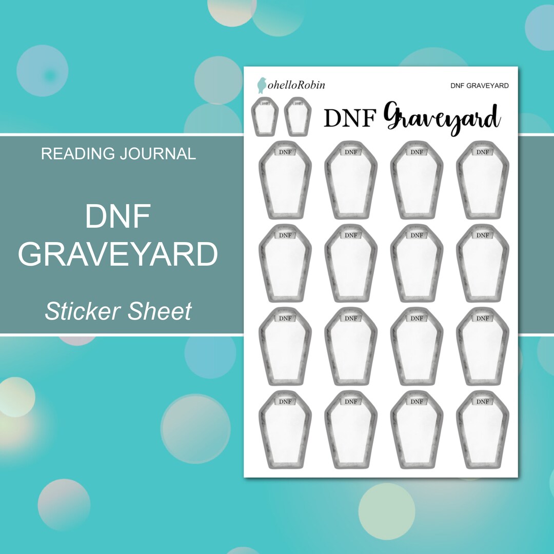 DNF GRAVEYARD 'did Not Finish' Book Sticker Sheet | Reading Journal Collection | Book Stickers ...