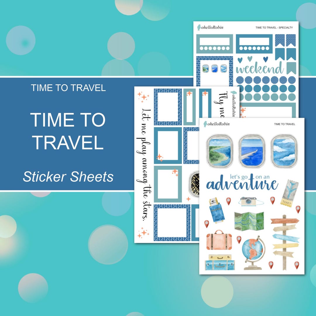 TIME TO TRAVEL Sticker Sheets | Travel Collection | Planner Stickers ...