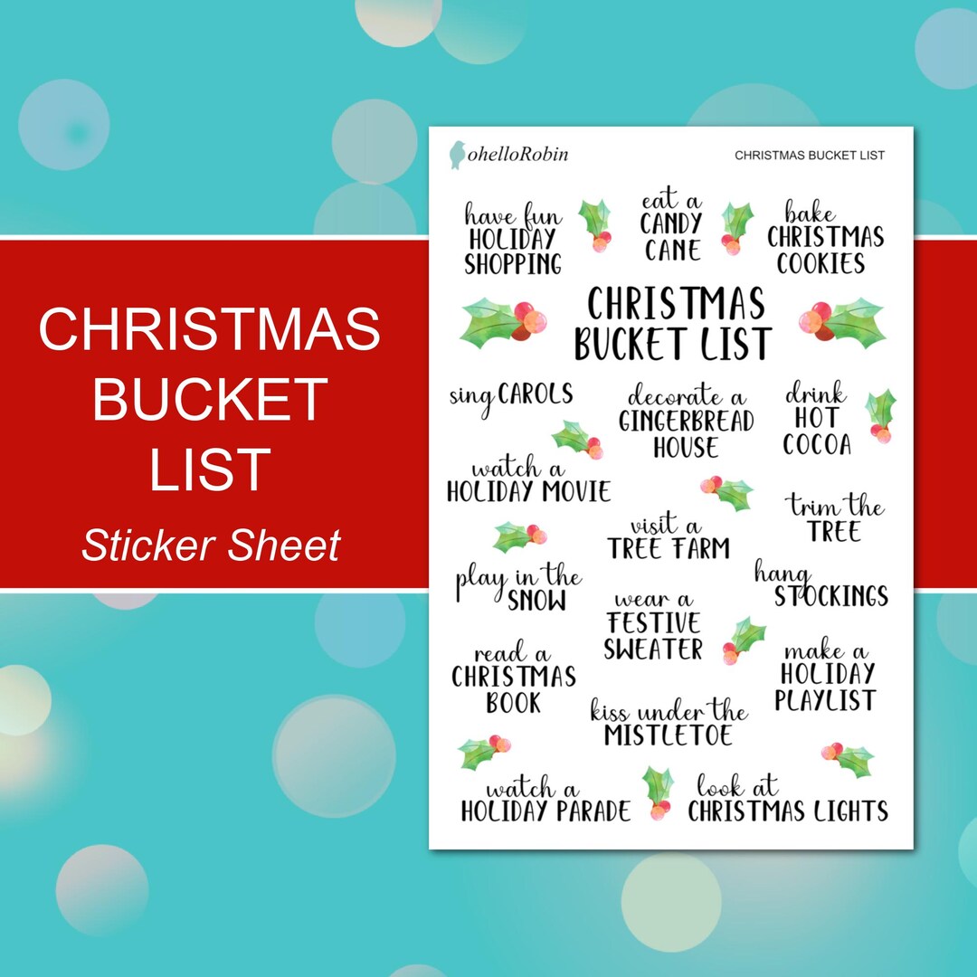 CHRISTMAS BUCKET LIST Sticker Sheet | Planner Stickers | Happy Planner ...