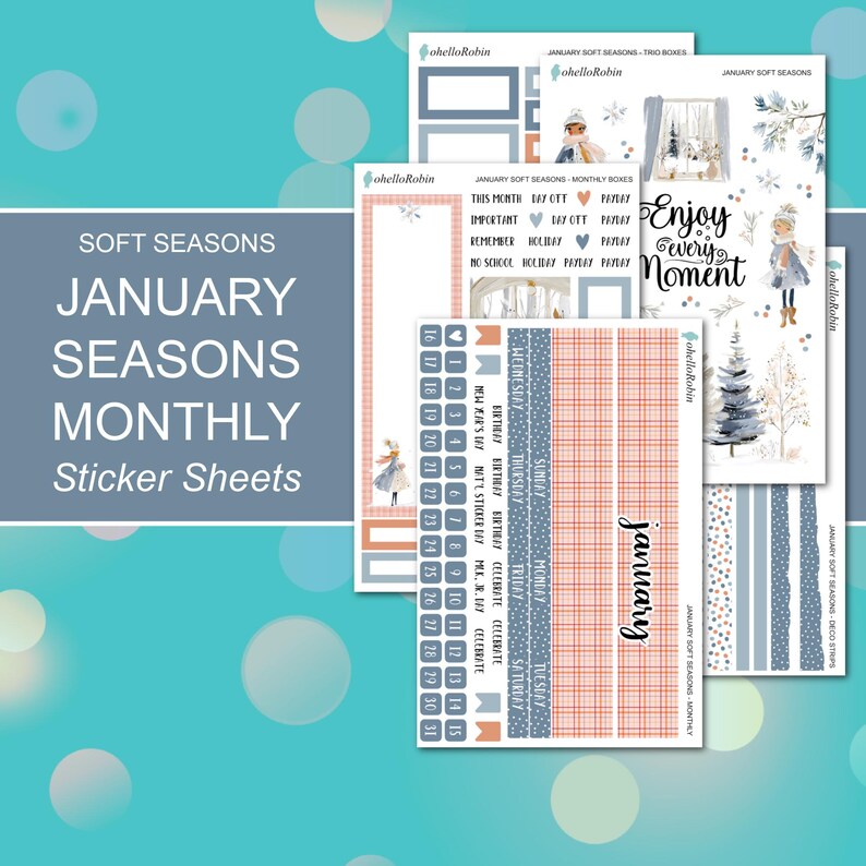 JANUARY SEASONS MONTHLY Sticker Sheets | Soft Seasons Collection ...