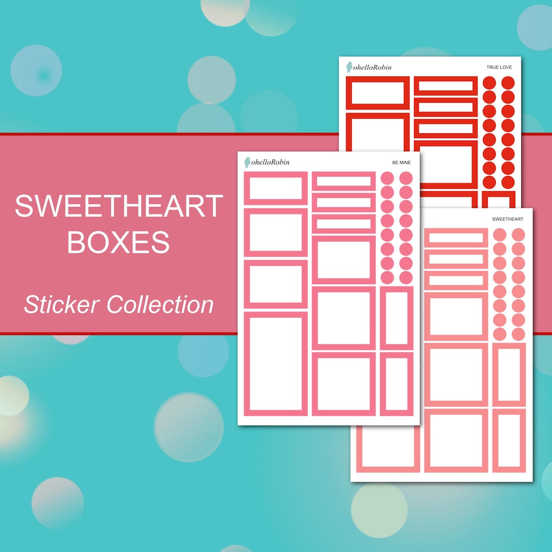 SWEETHEART BOXES Sticker Sheets | Be Mine, Sweetheart, True Love ...