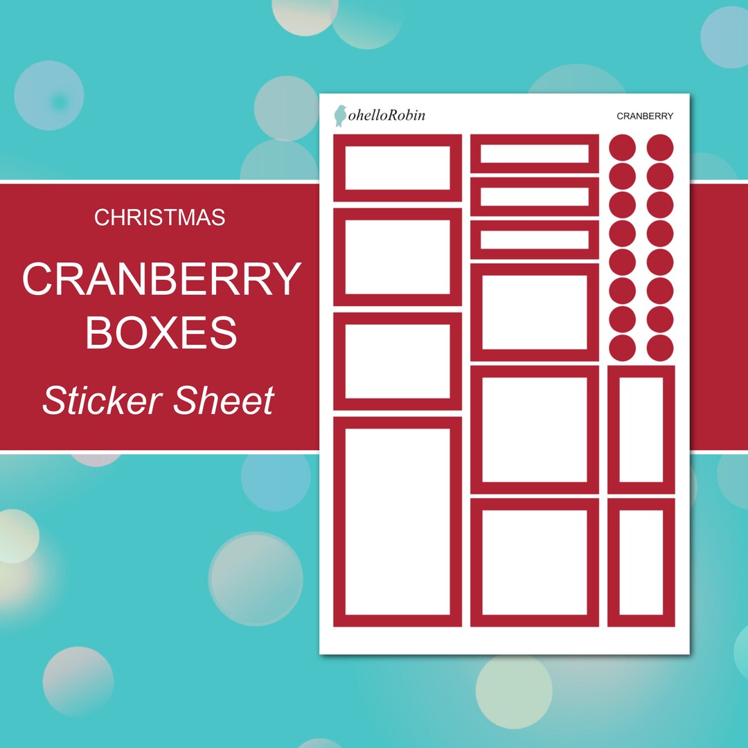 CRANBERRY BOXES Sticker Sheet Christmas Collection Planner Stickers ...