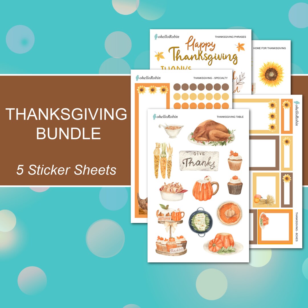 THANKSGIVING BUNDLE Sticker Sheets Thanksgiving Collection Planner ...