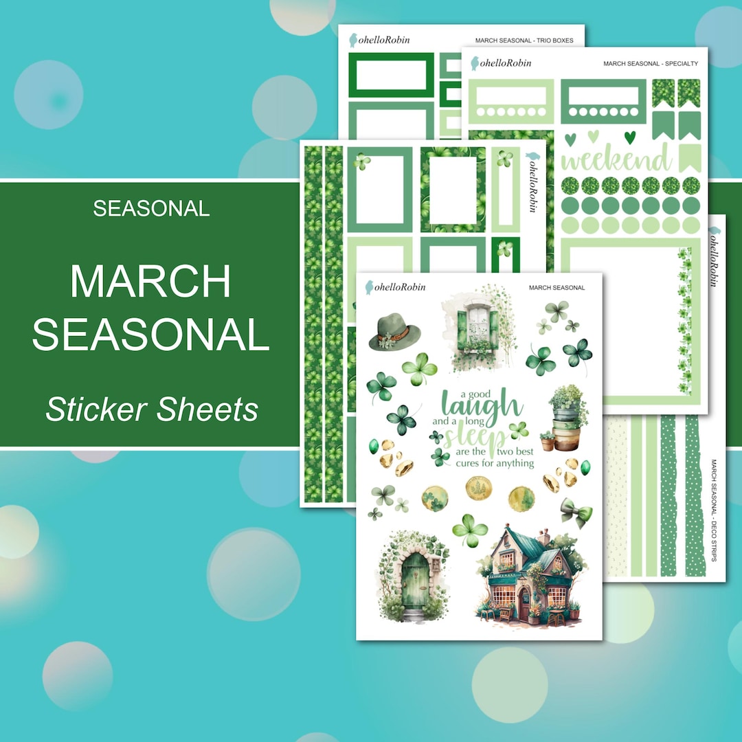 MARCH SEASONAL Sticker Sheets | Seasonal Collection | Planner Stickers ...