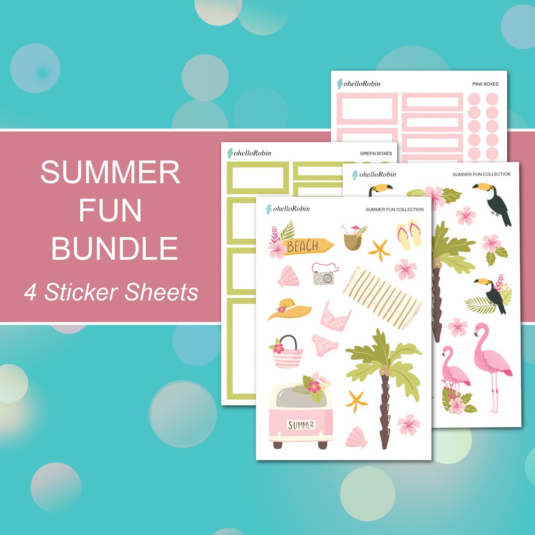 SUMMER FUN BUNDLE Sticker Sheets Summer Fun Collection Planner Stickers ...