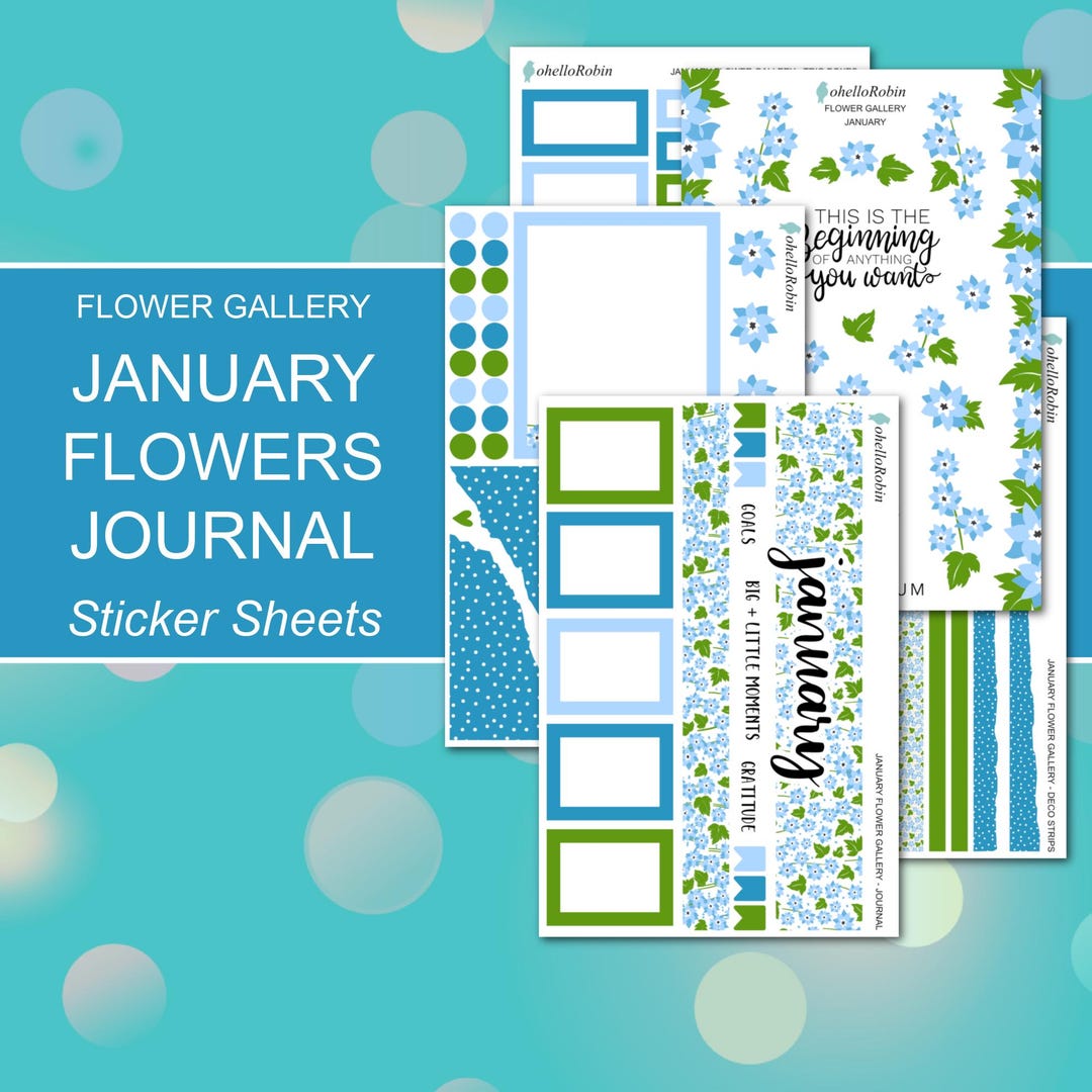 JANUARY FLOWERS JOURNAL Sticker Sheets | Flower Gallery Collection ...