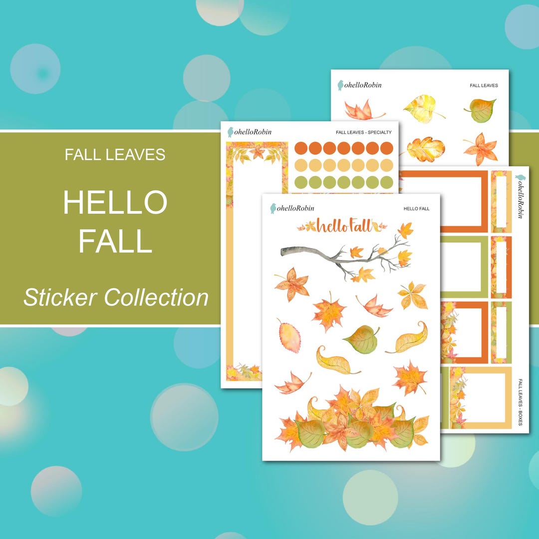 HELLO FALL Sticker Sheets | Fall Leaves Collection | Planner Stickers ...