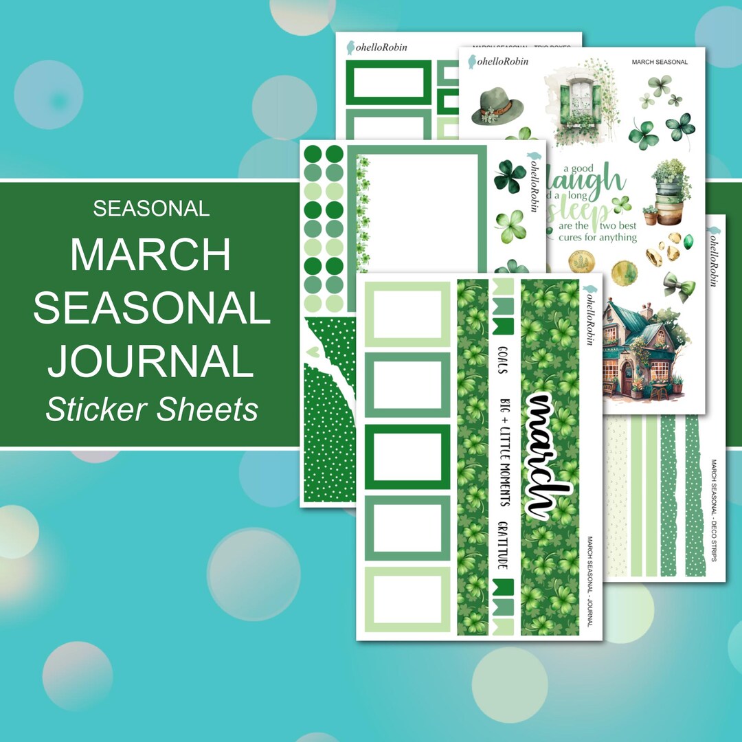 MARCH SEASONAL JOURNAL Sticker Sheets | Seasonal Collection | Planner ...